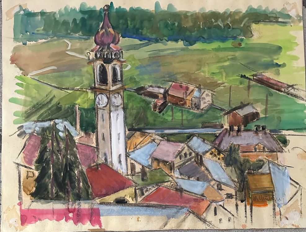 Grosse Decher Ansicht Aqurell Unl.Sign | Kaufen auf Ricardo