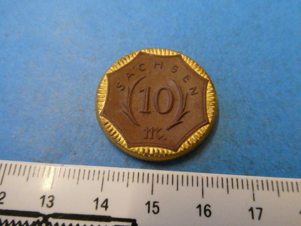 Sachsen 1921, 10 Mark - Notgeldmünze aus Meissen-Porzellan (Gebraucht ...