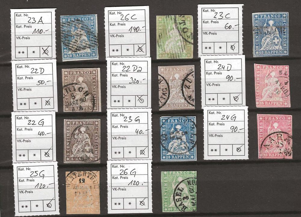 Lot diverse Strubel Ausgaben (1854 - 1860) KP 1180.-- (Gebraucht) in Gümligen für CHF 50 – mit ...