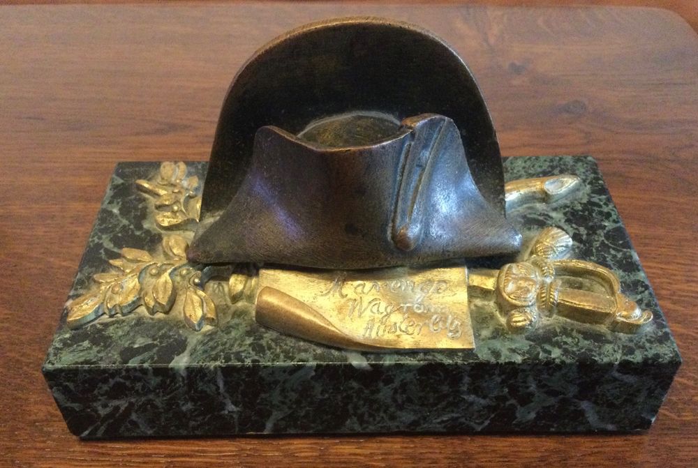 Ancien encrier bicorne Napoléon bronze et laiton sur marbre (Gebraucht ...