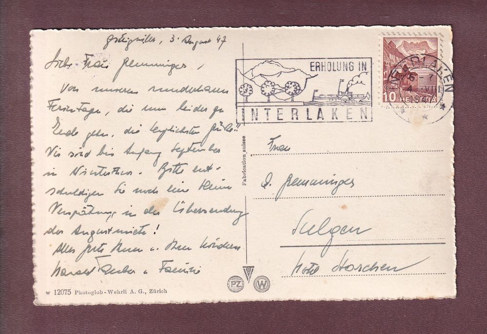 GRINDELWALD - First-Bahn - 1947 (D'occasion) à Pully pour CHF 5 – avec ...