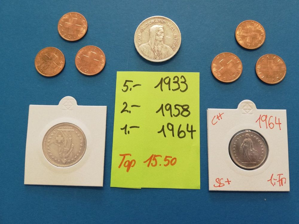 Schweizer Silbermünzen 5Fr/2Fr/1Fr/2Rp (Gebraucht) in Engi für CHF 18 – mit Lieferung auf ...