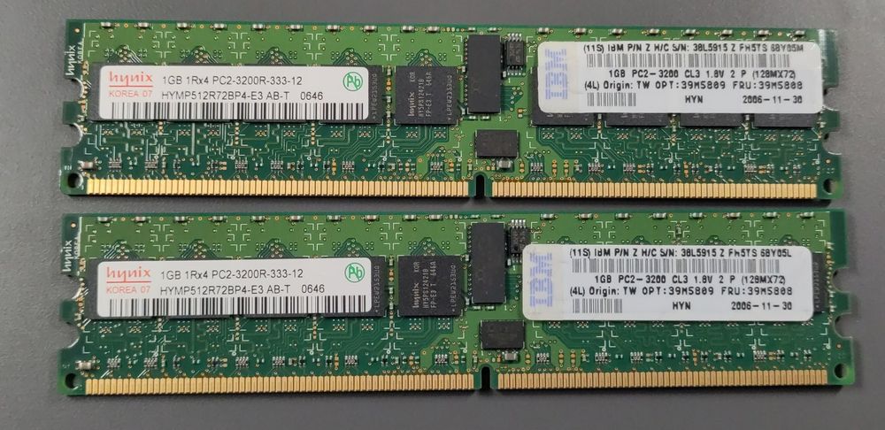 2x 1GB 1Rx4 PC2 - 3200R ECC REG RAM Hynix | Kaufen auf Ricardo