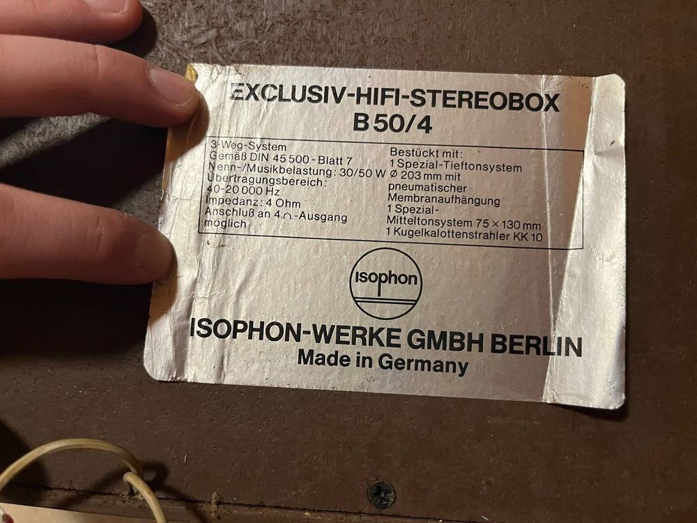 Isophon-Werke GMBH Berlin Exclusiv Hifi Stereobox B50/4 (Gebraucht) in ...
