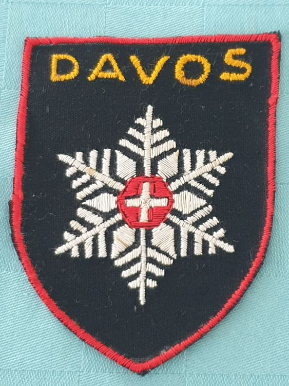 Vintage Badge Wappen DAVOS Schneeflocke ST. GALLER STICKEREI (Gebraucht ...