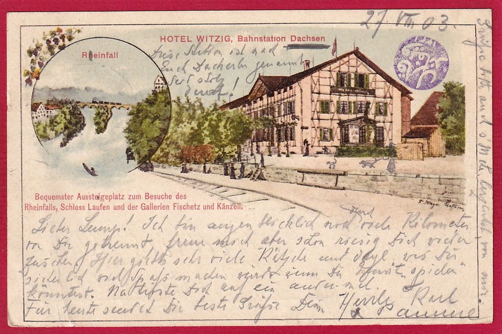 AK DACHSEN BAHNSTATION HOTEL WITZIG, 1903 (Gebraucht) in Grüningen für ...