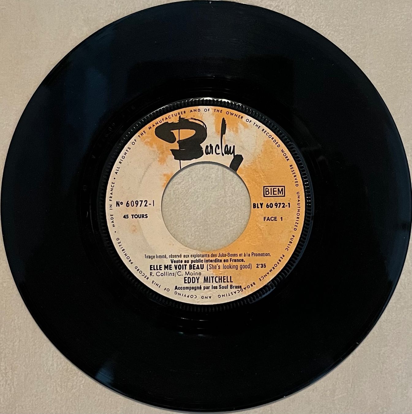 EDDY MITCHELL ACCOMPAGNE PAR LES SOUL BRASS - ELLE ME VOIT B (Gebraucht ...
