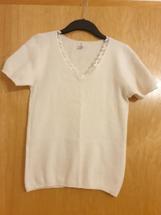 T-shirt 40, blanc, très chaud 40%angora, 30%laine vierge (Gebraucht) in ...