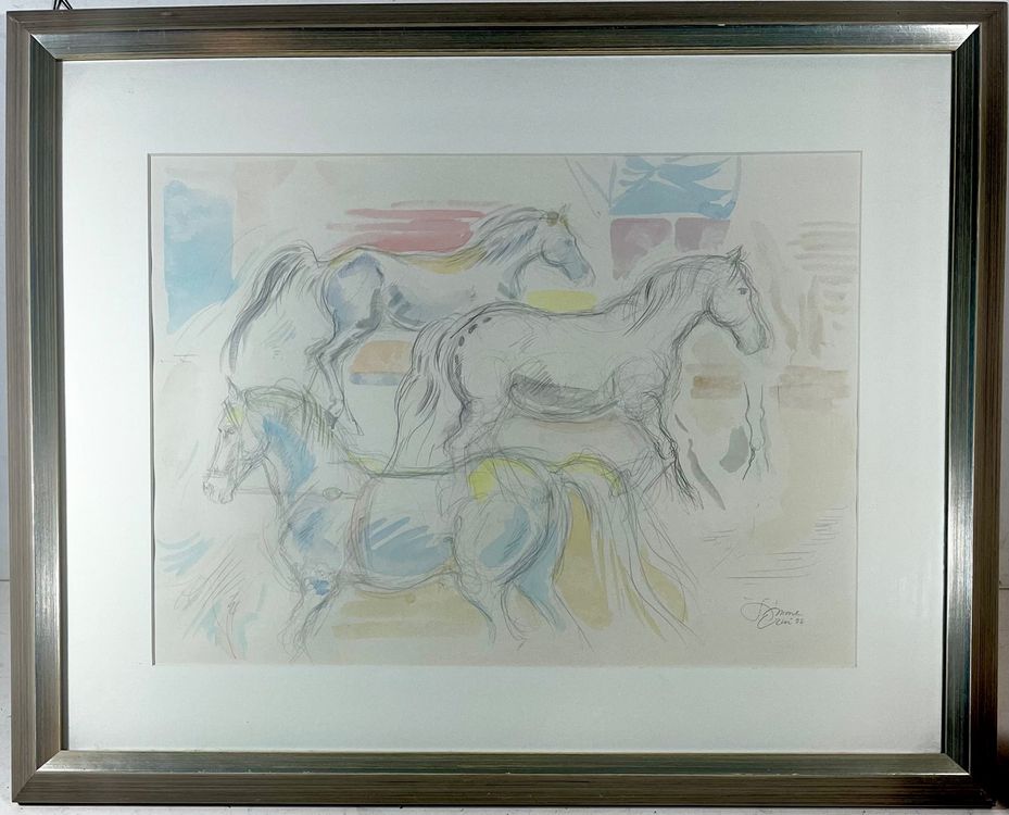 Simone Erni (1946) Mischtechnik mit Pferden, Handsigniert (Gebraucht) in Root für CHF 99 – mit ...