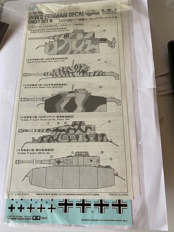 1/35 WWII GERMAN DECAL SHEET B TAMIYA (Gebraucht) in MÜHLEDORF/SO für ...