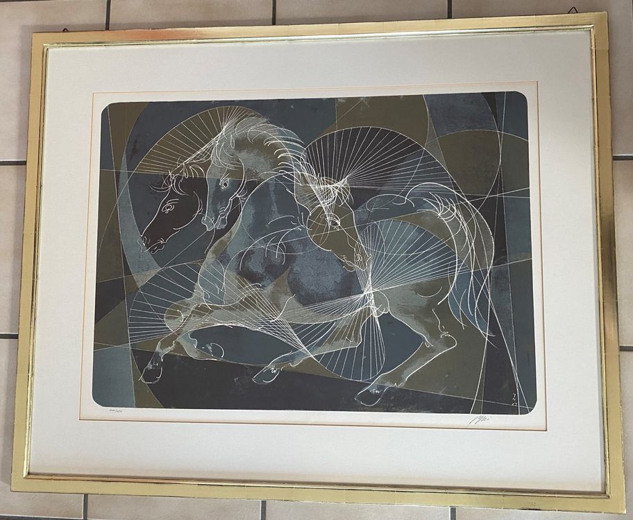 Hans Erni Lithografie «3 Pferde in Blau» (Gebraucht) in Brütten für CHF 450 – nur Abholung auf ...