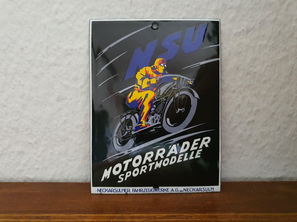 Emailschild NSU Motorrad Werkstatt Salon Logo Emaille Schild (Neu ...