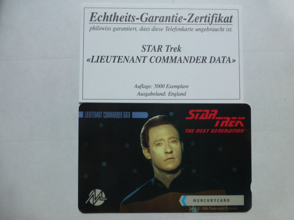 STAR TREK Taxcard Lieutenant Commander Data (Neu (gemäss Beschreibung ...