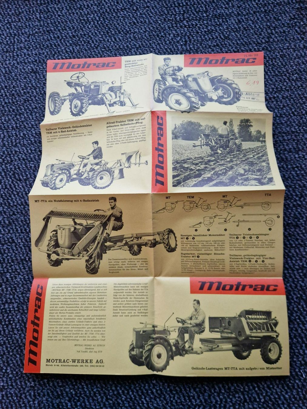 Original Prospekt Motrac Traktor / Transporter / Motormäher (Gebraucht ...