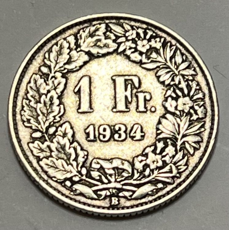 1 Franken - stehende Helvetia - 1934 B (Gebraucht) in Dietikon für CHF 8 – mit Lieferung auf ...