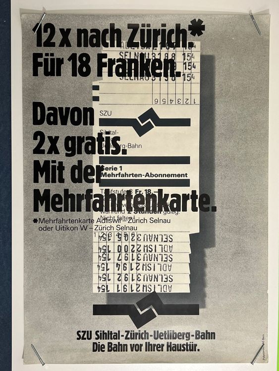 Plakat original SZU Zürich Sihltal Uetliber Bahn Grösse F4 (Gebraucht) in Vaduz für CHF 195 ...
