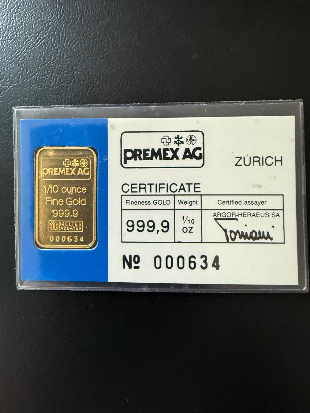 GOLD 1/10 UNZE 999.9 ARGOR-HERAEUS SA KINEBAR (Gebraucht) in neerach ...