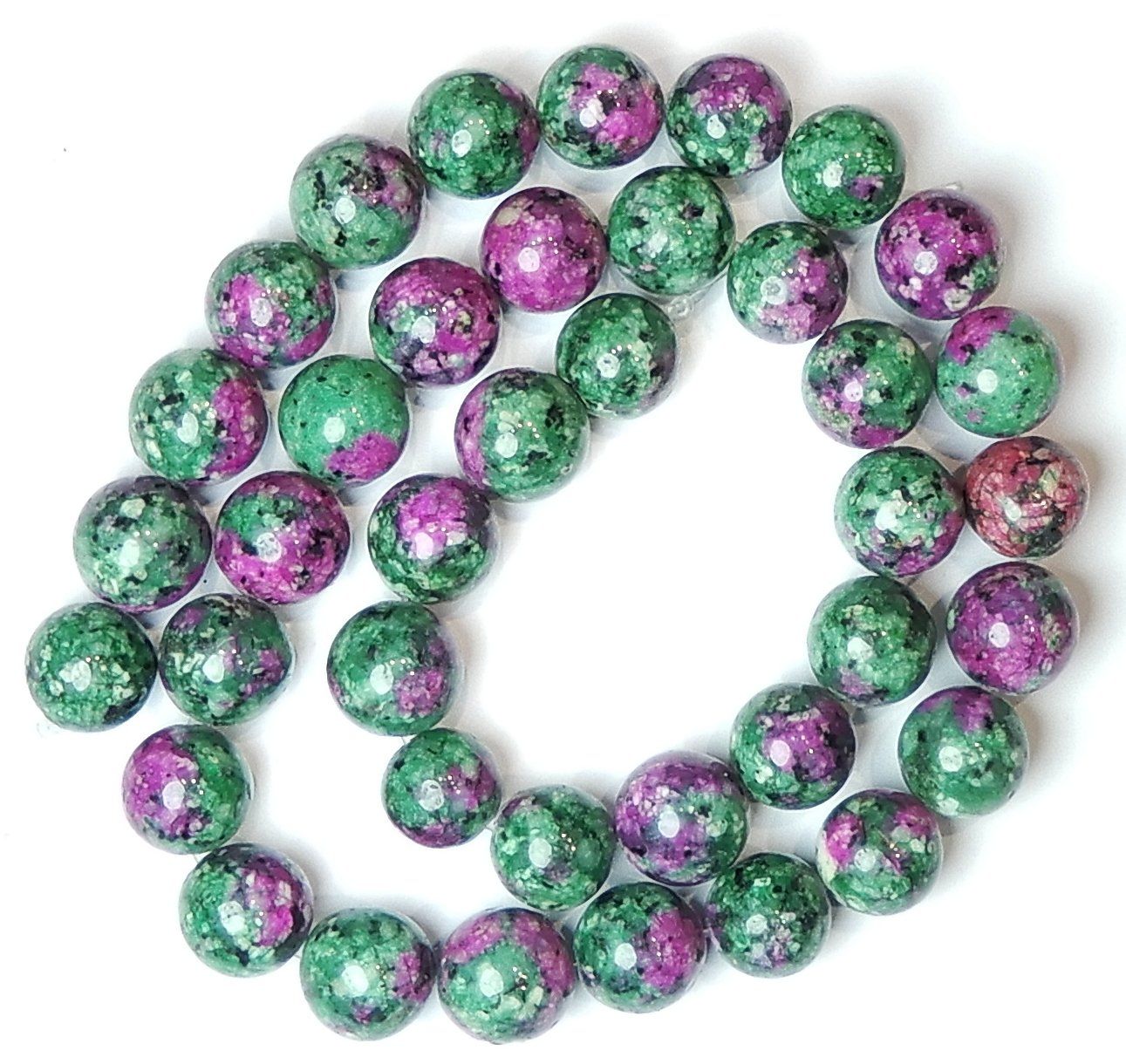 1 Strang echte natürliche Rubin-Zoisit Perlen 10 mm (Neu (gemäss ...