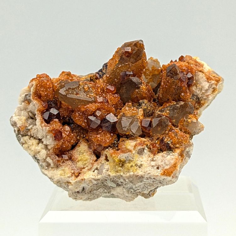 SPESSARTIN, RAUCHQUARZ bedeckt mit GRANATEN + GRÜNER HALIT (Neu (gemäss Beschreibung)) in ...