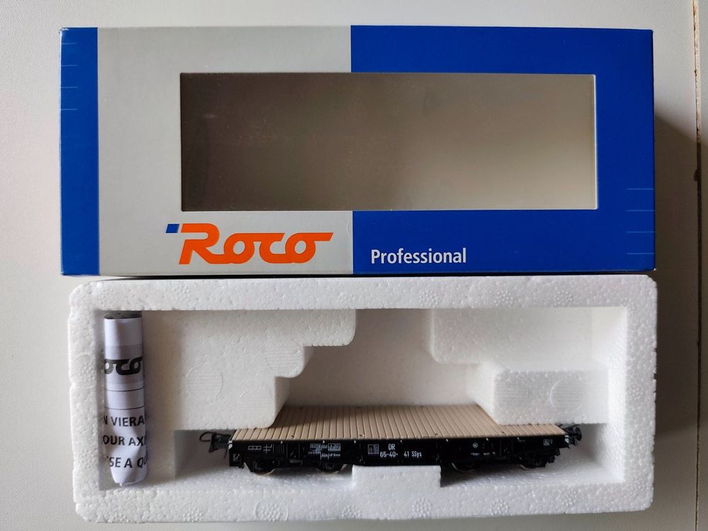 Schwehrer-Flachbettwagen 4 Achsig der DR von Roco H0, GS (Neu und ...
