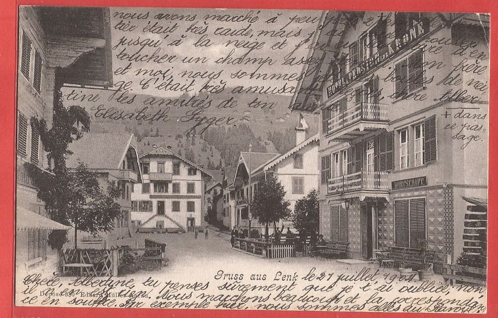 Lenk im Simmental - Dorfstrasse mit Hotel Krone - 1904 | Kaufen auf Ricardo