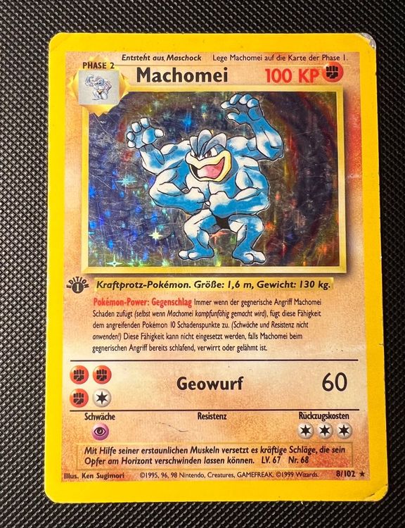 Pokemon Base Set Machomei Holo 1 Edition (Gebraucht) in Ersigen für CHF 5 – mit Lieferung auf ...