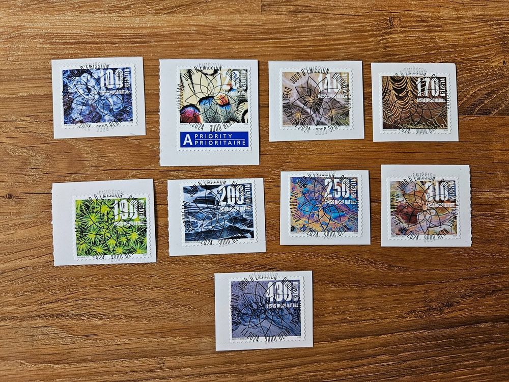 Satz aus Viererblock Naturmuster 2024, Vollersttagstempel | Kaufen auf Ricardo