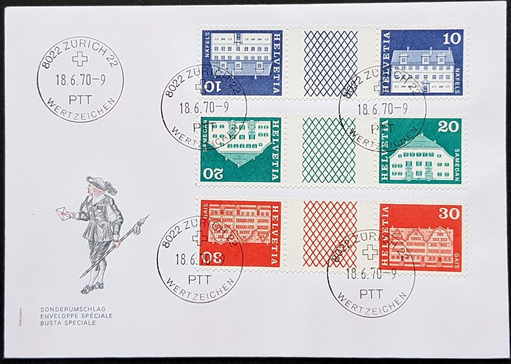 Sonderumschlag Kehrdrucke Schweiz 1970 (Gebraucht) in Winterthur für CHF 2 – mit Lieferung auf ...