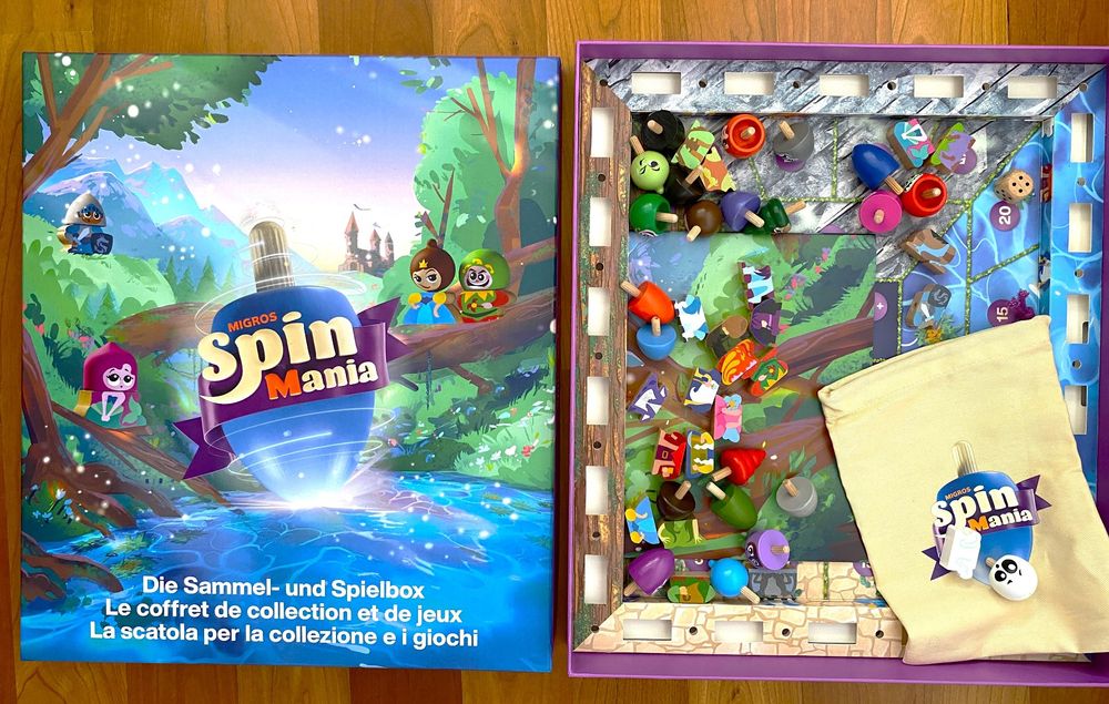 Migros Spin Mania, viele Figuren mit Gespenst und Spiel Box (Gebraucht ...