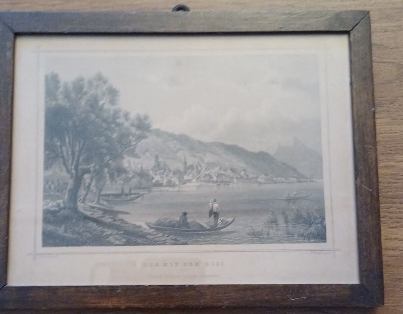 Antiker Druck "Zug mit dem Rigi" gerahmt (Gebraucht) in Oberurnen für CHF 18 – mit Lieferung auf ...