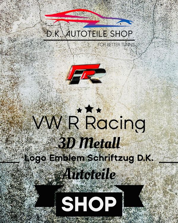 VW R Racing Schriftzug, Emblem, Logo 3D Metall Rot/Silber | Acheter sur ...