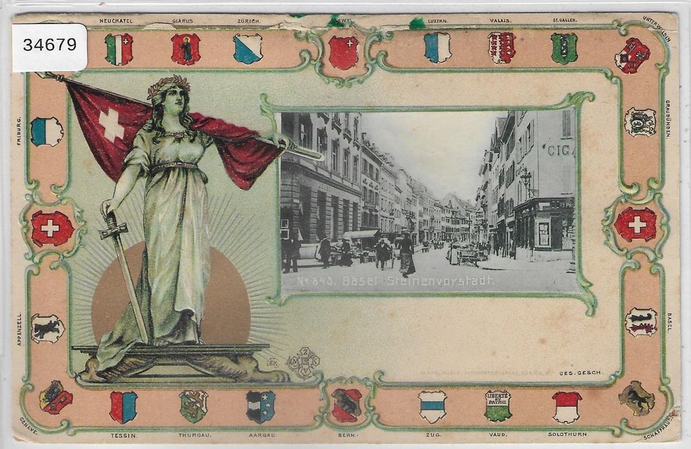 Basel - Steinenvorstadt - Helvetia - Präge-Litho | Kaufen auf Ricardo