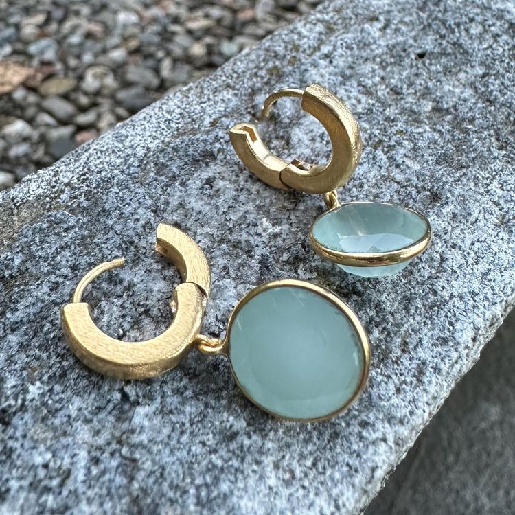 Silber gelbvergoldet Creolen 14 mm mit Aquamarin (Neu (gemäss Beschreibung)) in Zürich für CHF ...