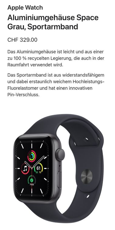 Apple Watch Space Grey, Alum. Case, Midnight Sportband 44mm | Kaufen ...