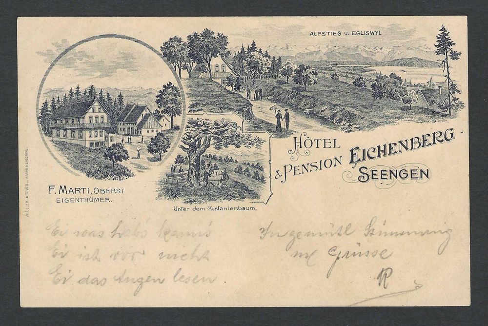 30.X.1899 SEENGEN Hotel Eichenberg/Bes.E.Marti(Oberst)K-Baum (Gebraucht ...