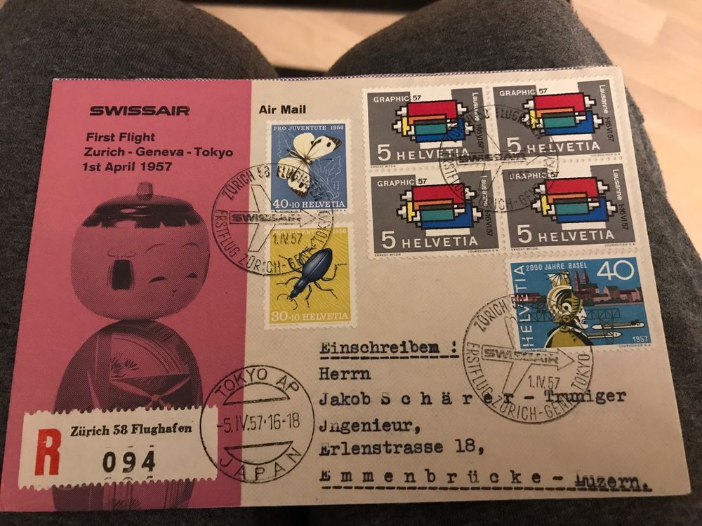 Schweizer Flugpost Karte 1957 (Gebraucht) in Flawil für CHF 2 – mit Lieferung auf Ricardo kaufen