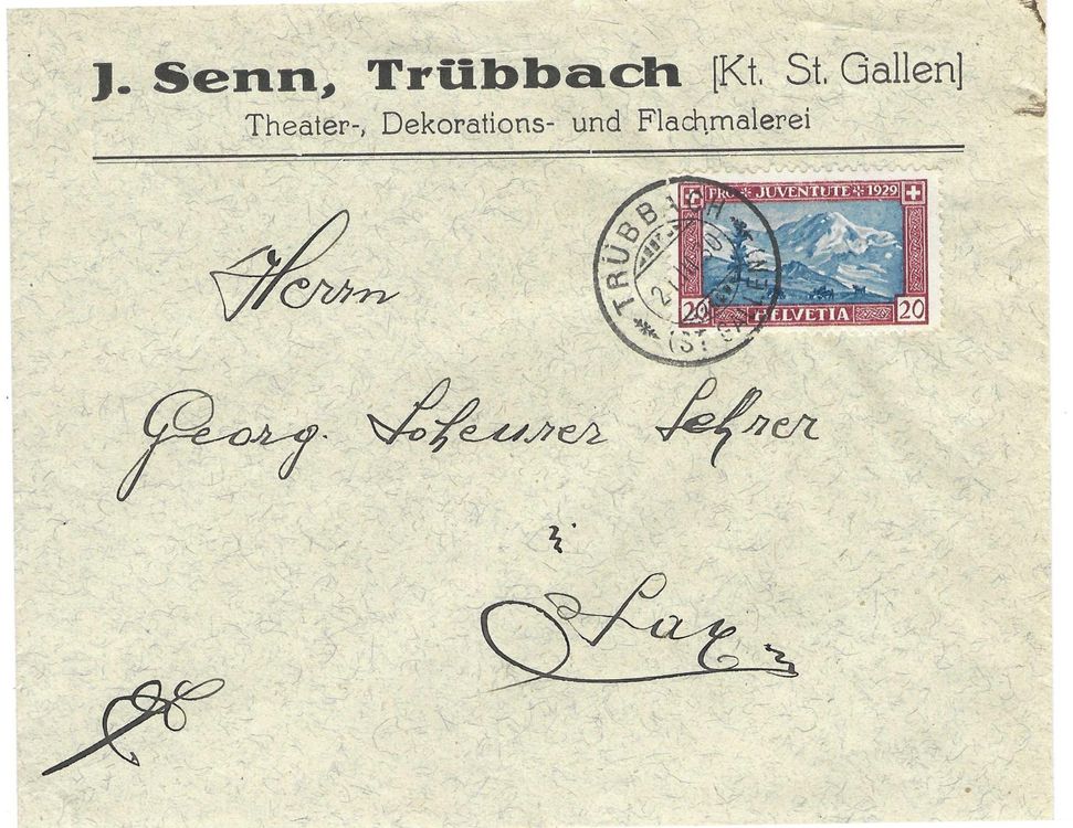 Geschäftsbrief J.Senn Trübbach - Sax | Kaufen auf Ricardo