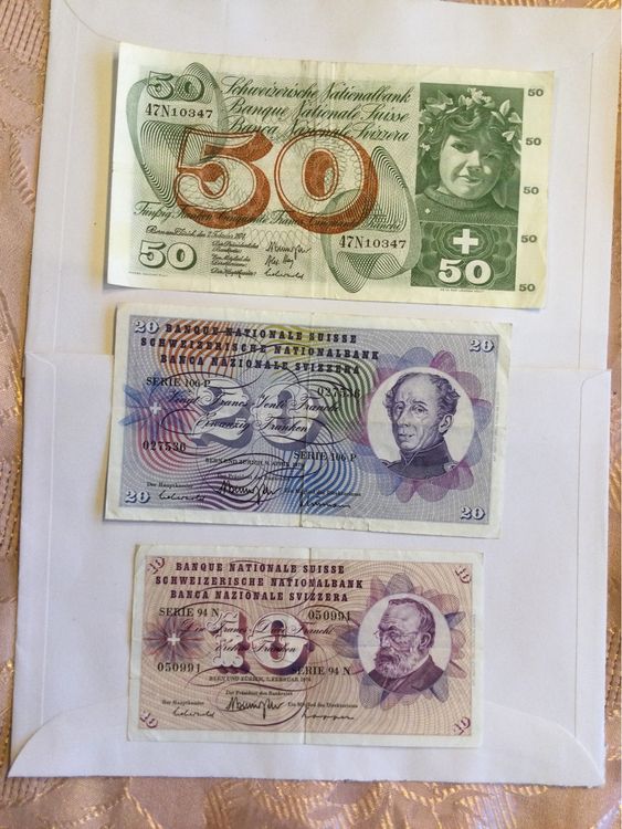 3 x CH - Banknoten zusammen (Gebraucht) in Zürich für CHF 23 – mit ...
