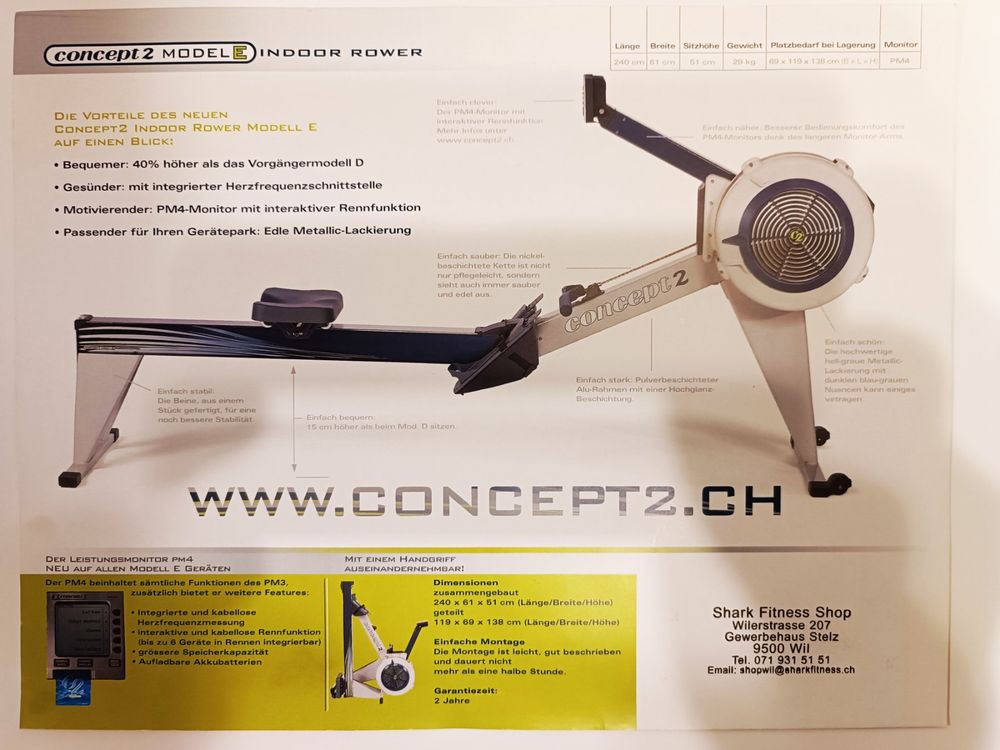 Rudergerät Concept 2, Modell E, PM4 Monitor | Kaufen auf Ricardo