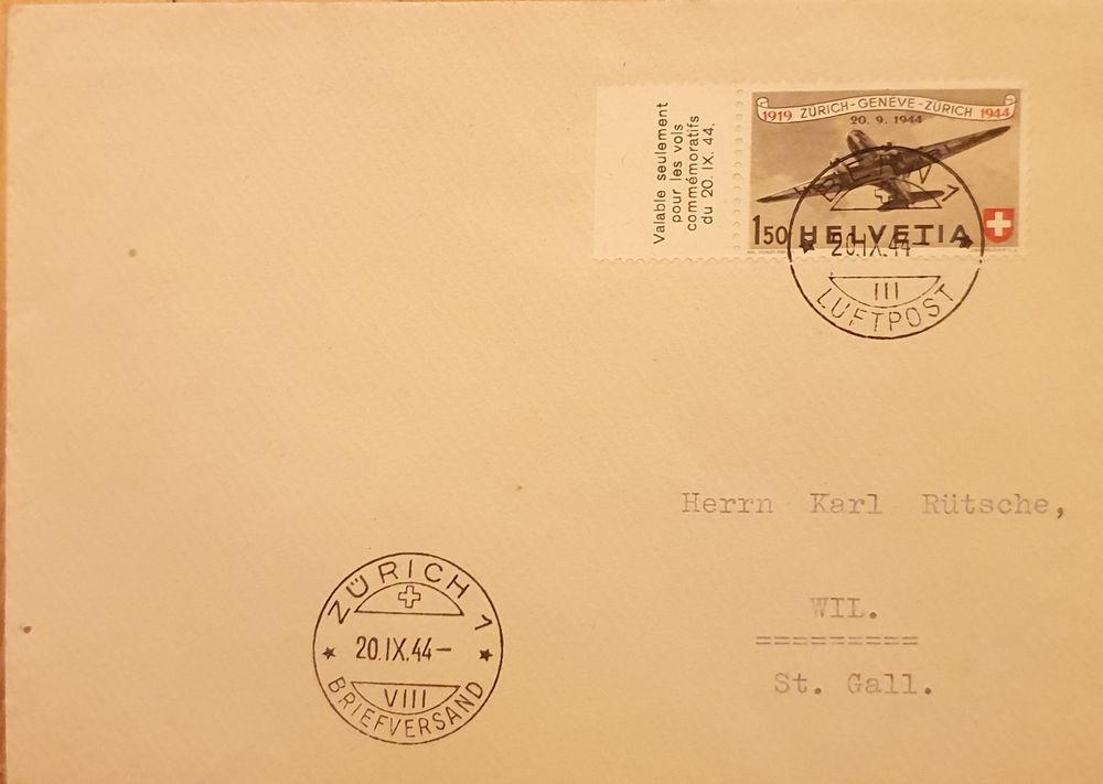 Schweizer Luftpost brief 1944 (Gebraucht) in Hägendorf für CHF 1 – mit Lieferung auf Ricardo kaufen