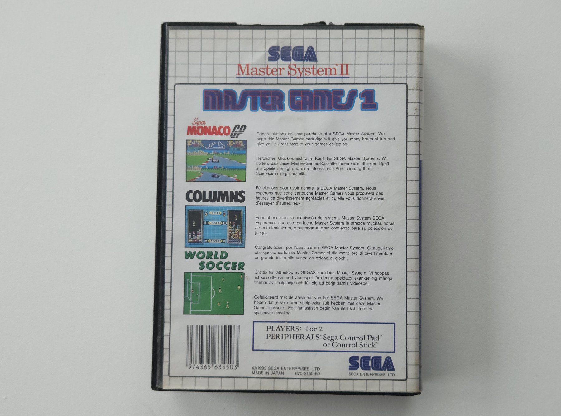 Master Games 1 (Monaco GP, Columns, Soccer) - Master System (Gebraucht ...