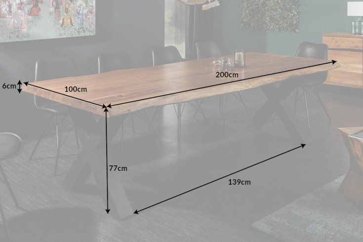 Massivholz Esstisch Akazie 200cm 6cm Platte - NEU (Neu (gemäss ...