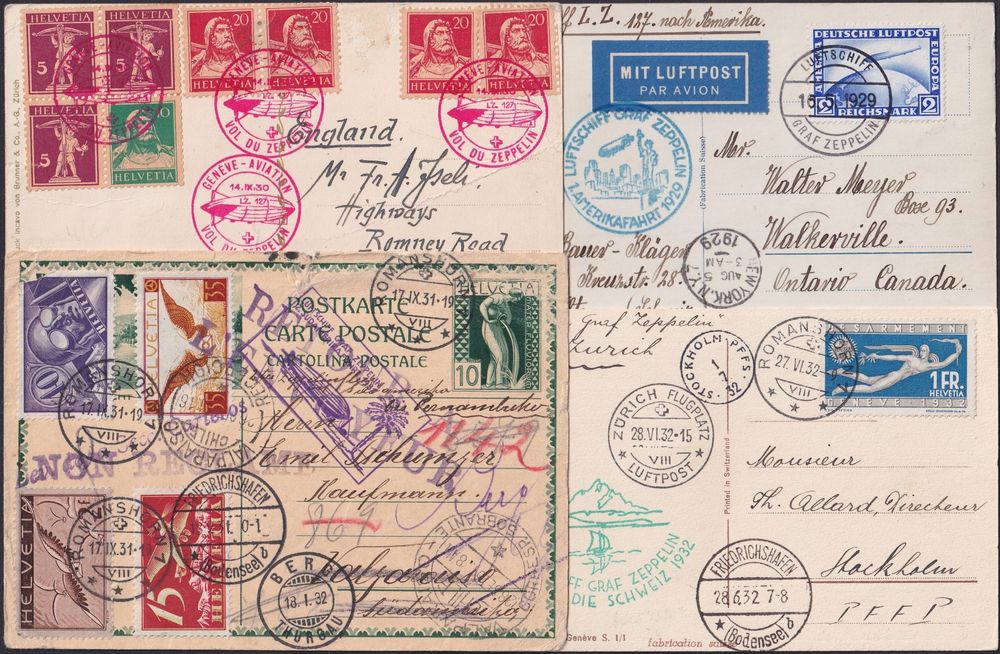 1924-1940, erstklassige FLUG-BRIEFE-SAMMLUNG 42 Stk+ZEPPELIN (Gebraucht ...