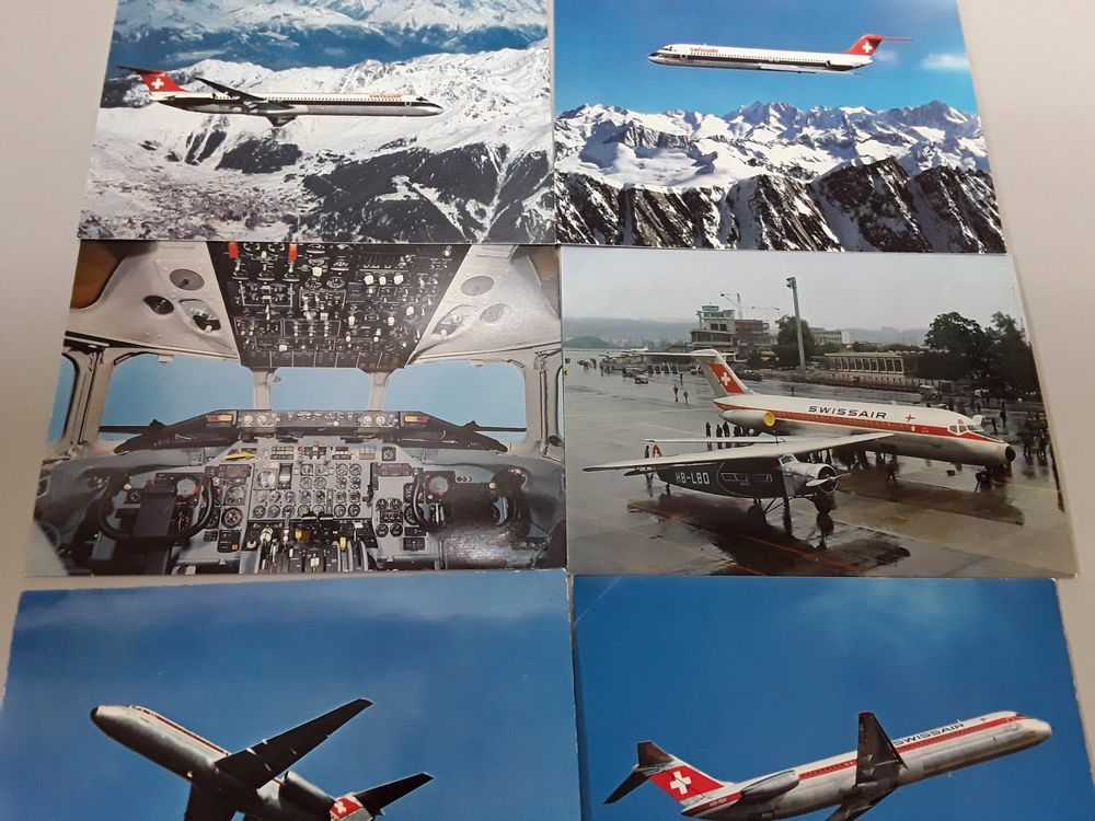 SWISSAIR _ McDonnell Douglas DC-9 & Cockpit _ 6 Postkarten | Kaufen auf ...