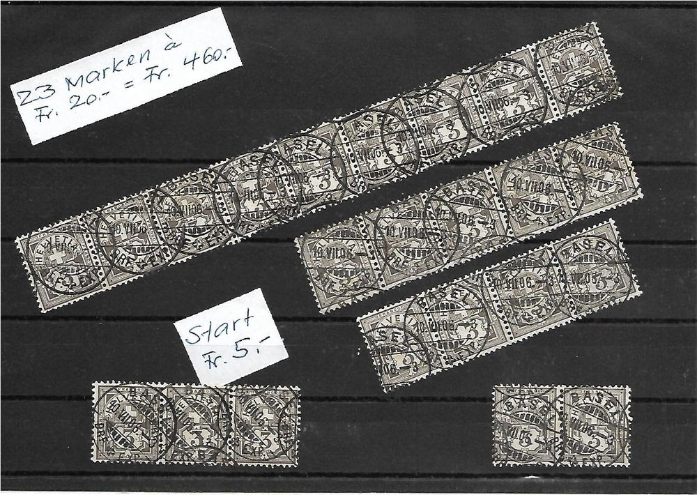 Ziffermuster 1894, 3 Rp.Nr. 59B, 23 Stk. (Gebraucht) in Reinach BL für CHF 26 – mit Lieferung ...