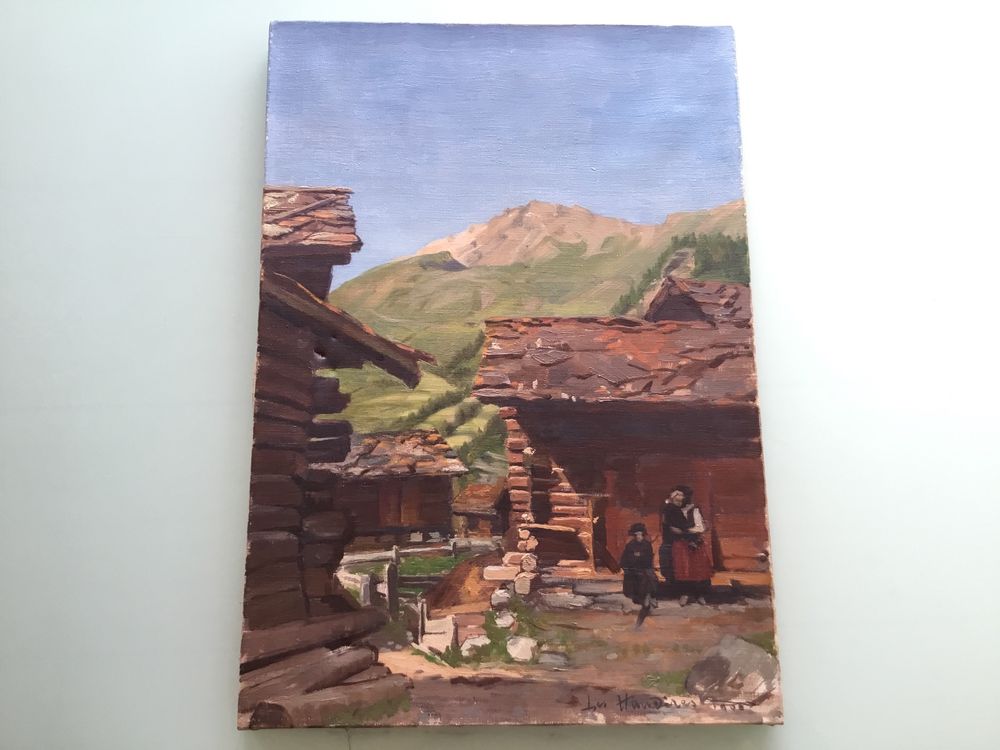 Joli tableau signé, montagne en Valais | Kaufen auf Ricardo