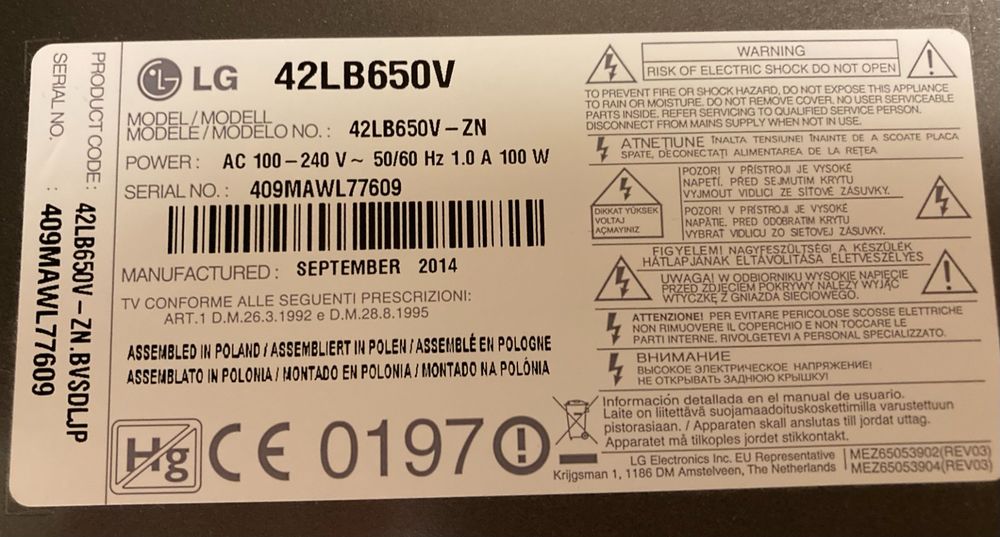 LG Smart TV | LG 42LB650V, 42 Zoll (2014) (Gebraucht) in Zürich für CHF 155 – nur Abholung auf ...