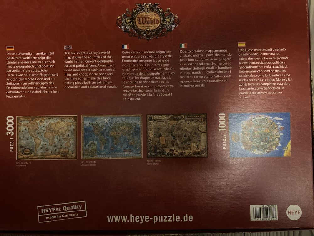Puzzle 3000 Weltkarte Heye (Gebraucht) in Fürigen für CHF 23 – mit ...