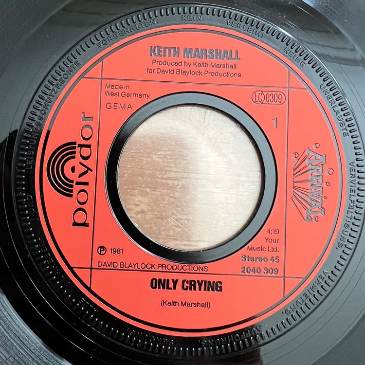 Keith Marshall - Only Crying / 1. D-Press. 1981 (Gebraucht) in Gais für ...