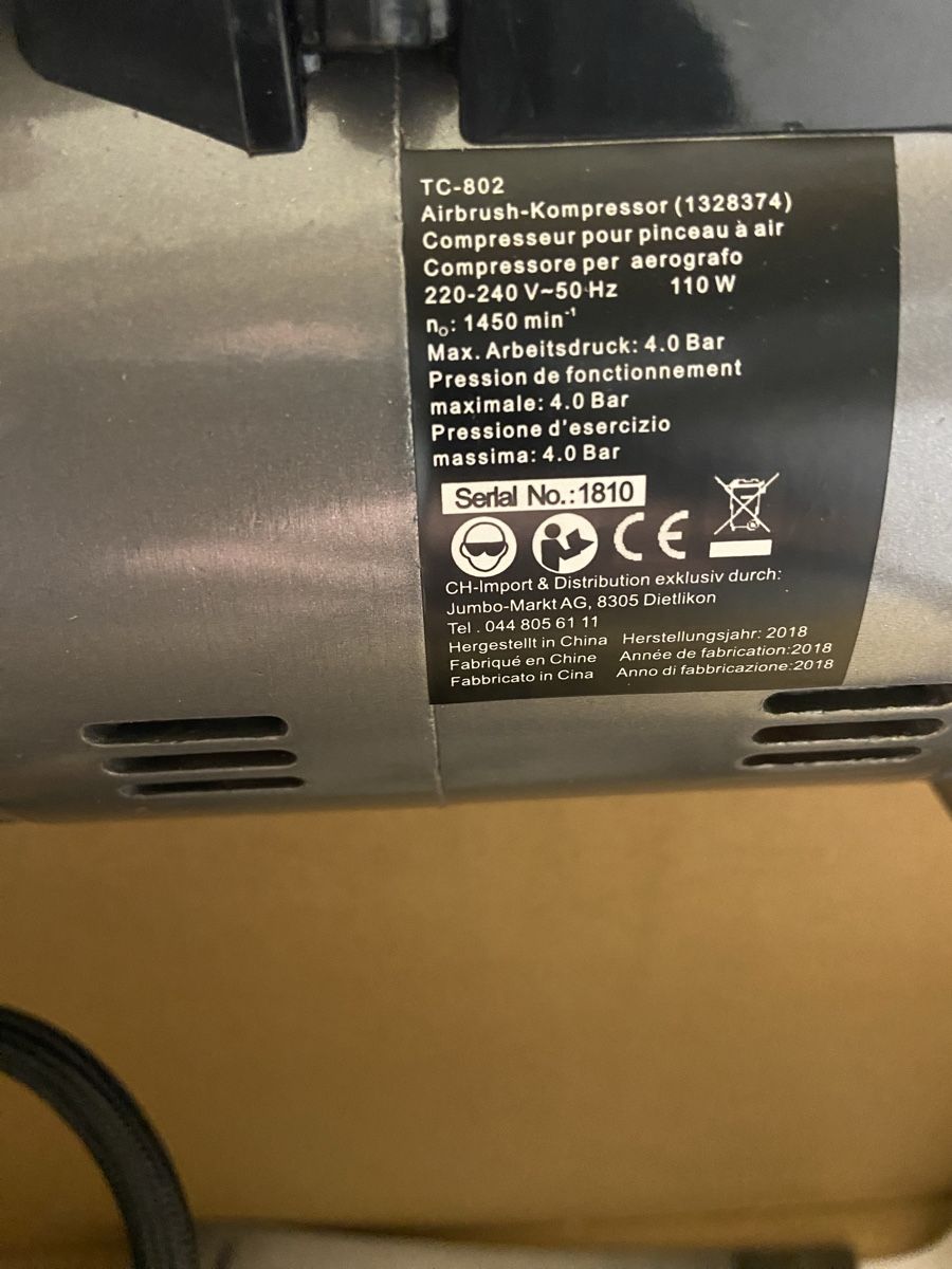 Airbrush-Kompressor Ayce TC-802 – 110 W – inkl. Airbrush-Pis (Gebraucht ...